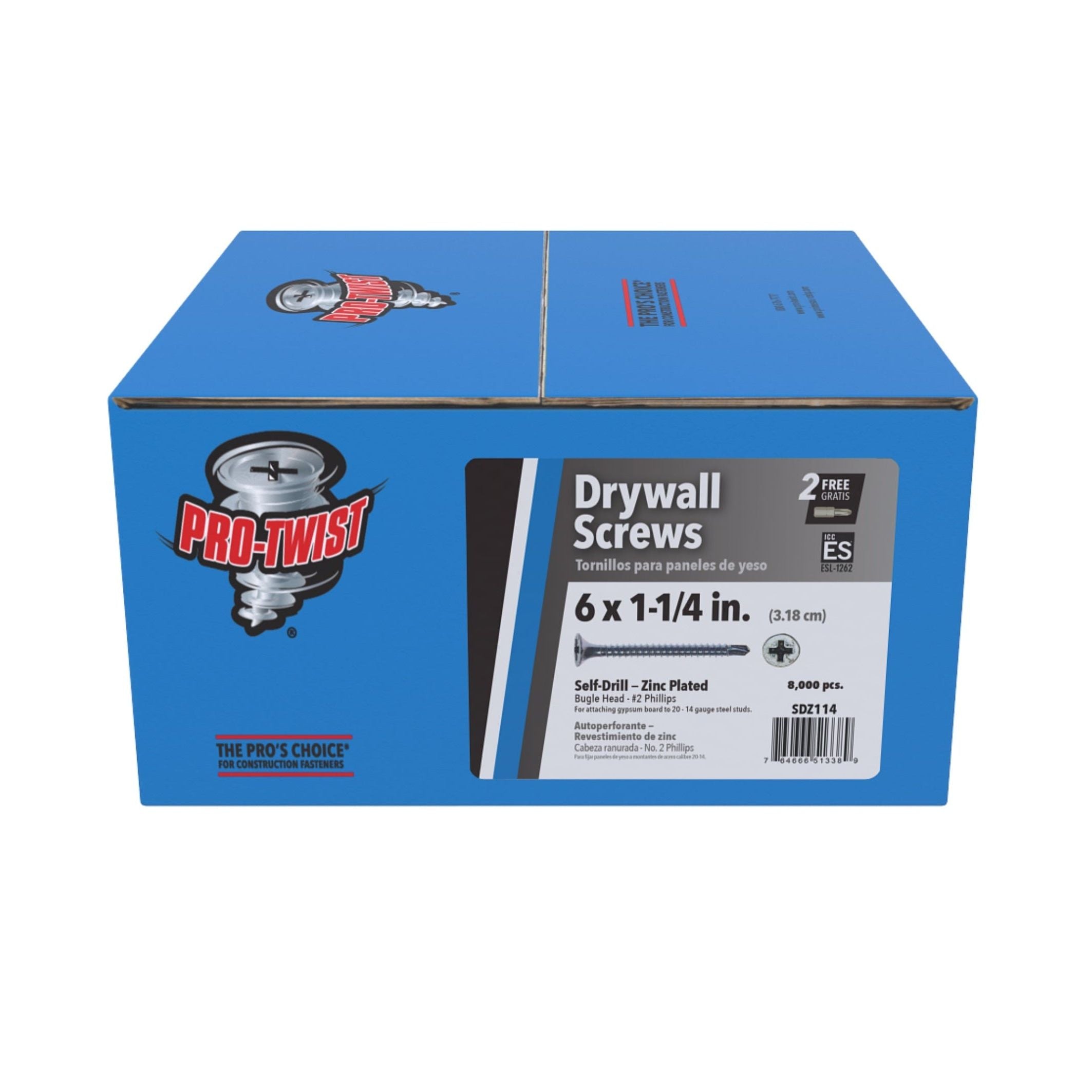 PRO-TWIST SDZ114 #6 x 1-1/4 in. Zinc Plated #2 Phillips Bugle Head Fin