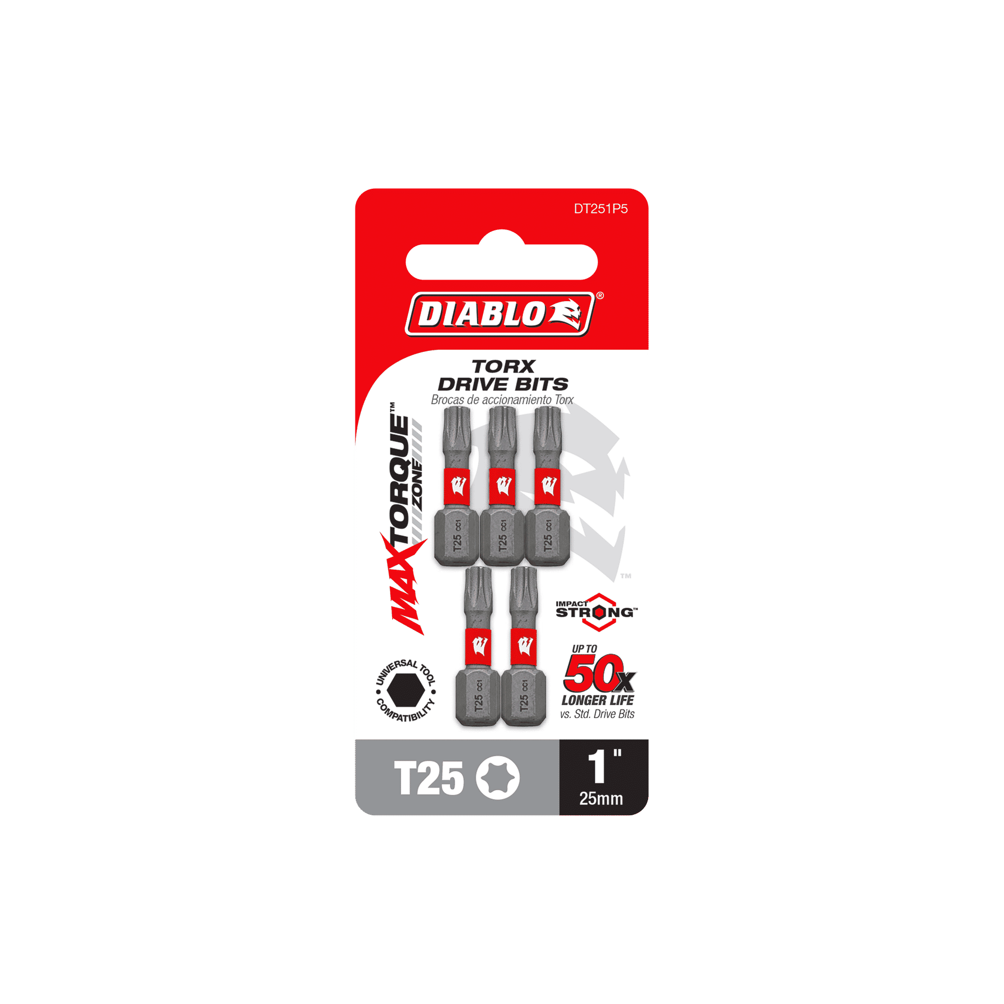 DIABLO DT251P5 1 in. #25 Torx Drive Bits (5-Pack)