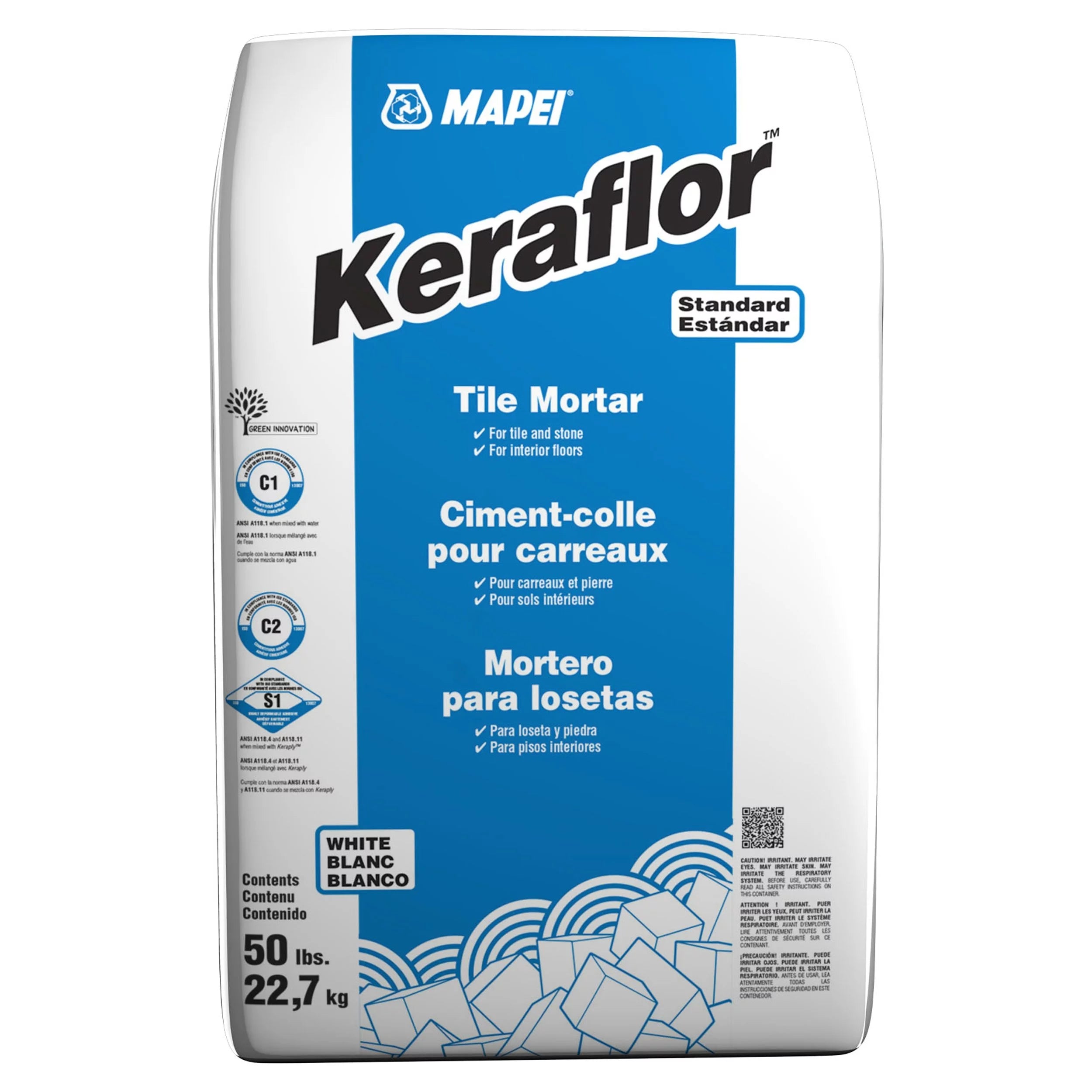 50 lb. Ceramic Thinset Mortar – WHITE MAPEI KERAFLOR