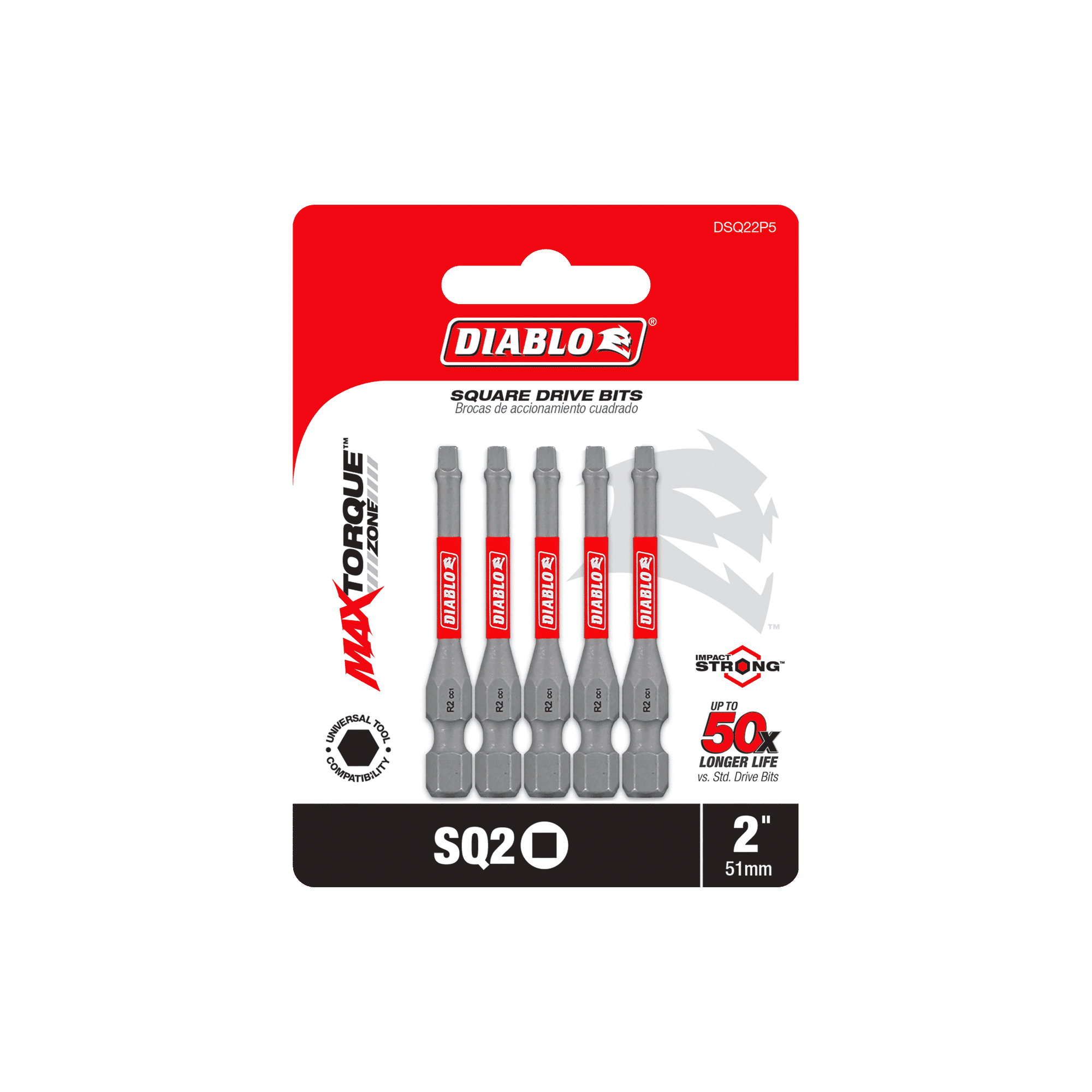 DIABLO DSQ22P5 2 in. #2 Square Drive Bits (5-Pack) – Go Build Supply ...