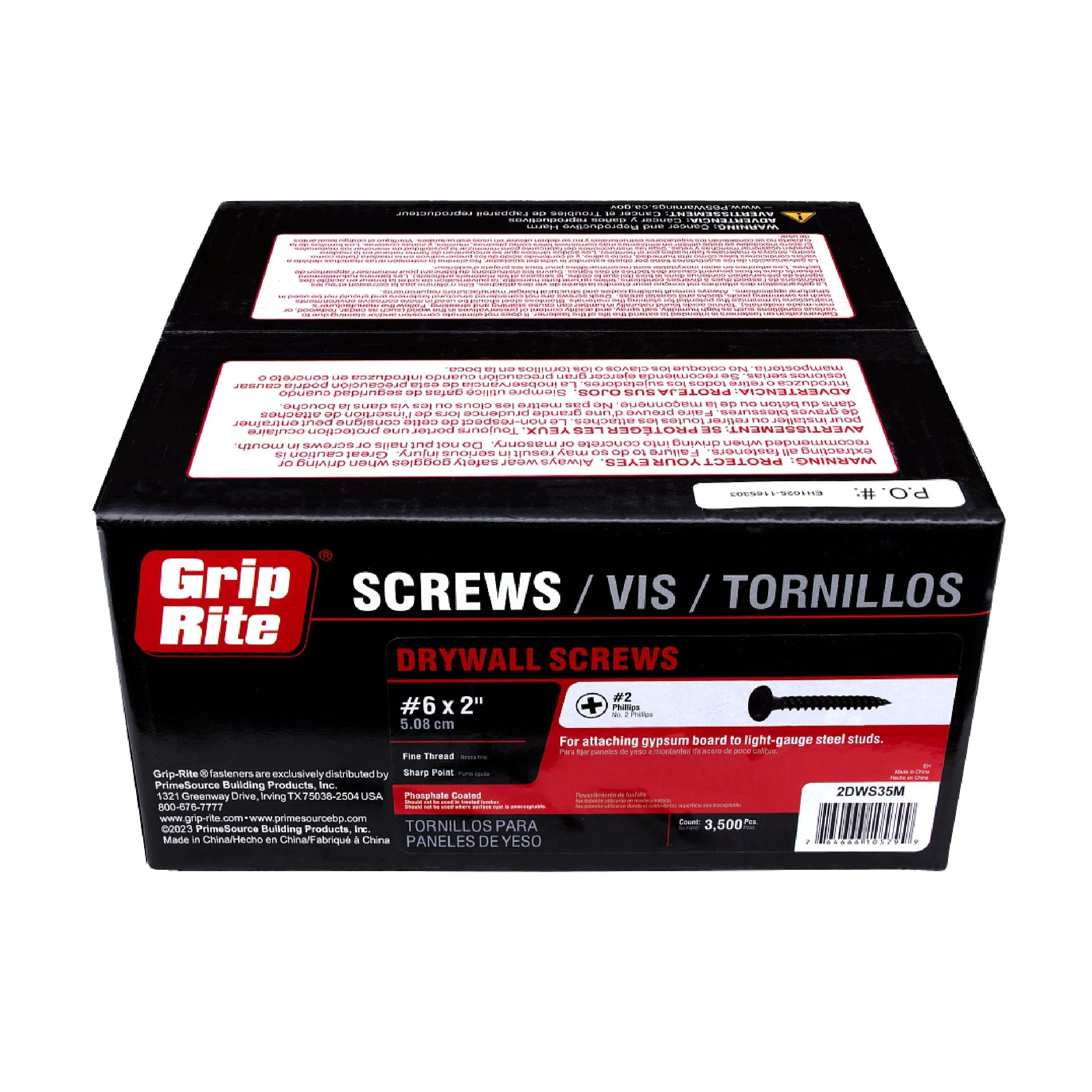 GRIP-RITE 2DWS35M #6 x 2 in. #2 Phillips Bugle Head Fine Thread Drywal
