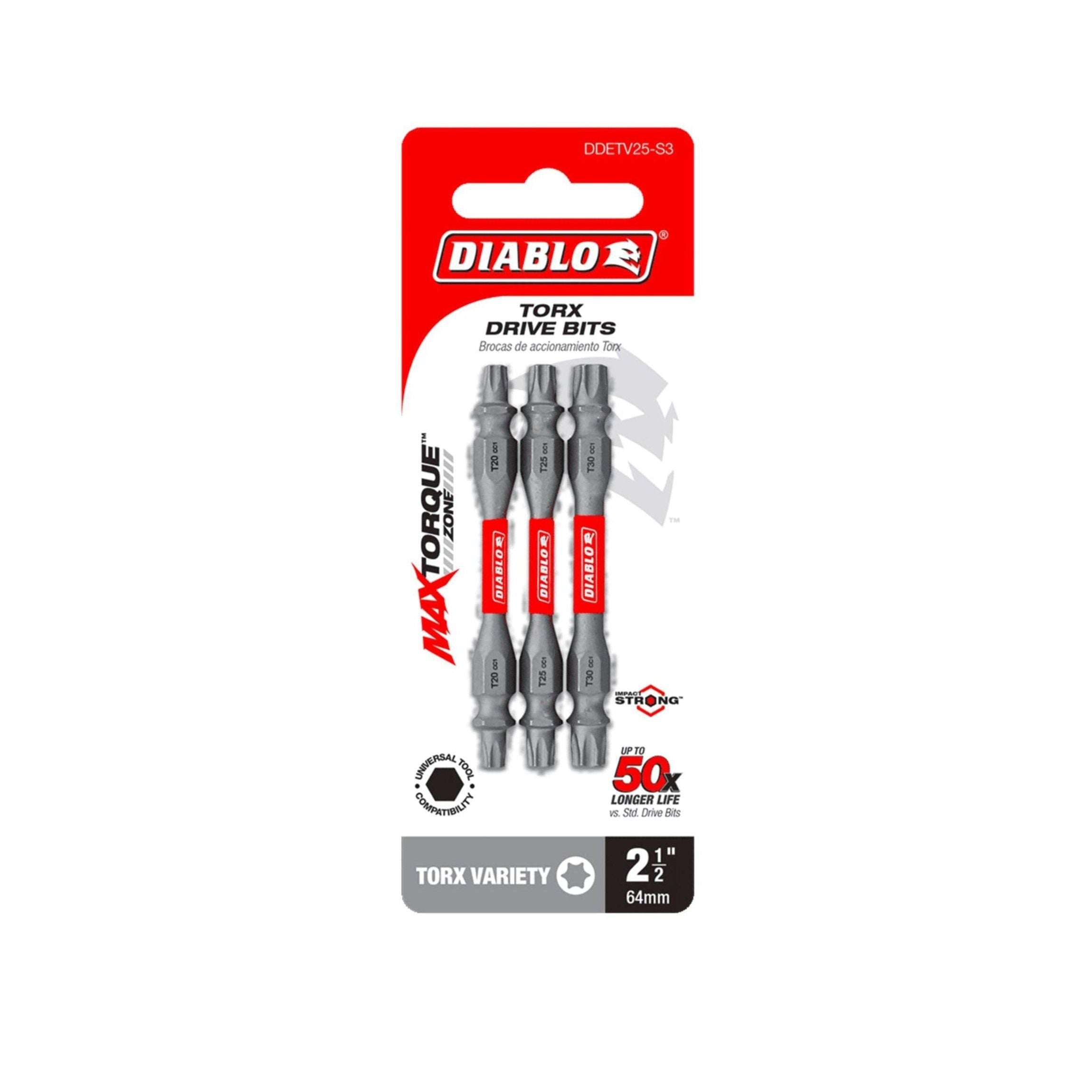 DIABLO DDETV25-S3 2-1/2 in. Double-Ended Torx Drive Bits (3-Piece)